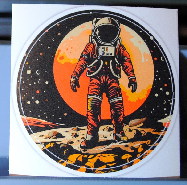 Mars Exploration Sticker - Retrofuture Astronaut on the Final Frontier ...