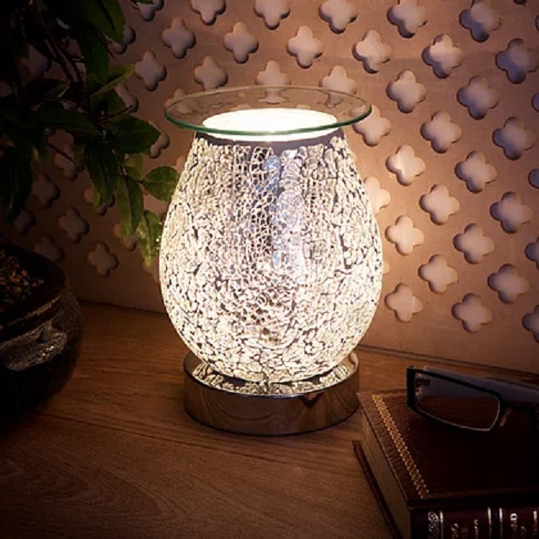 Electric Plug in Aroma Touch Lamp Wax Melt Warmer Oil Burner Silver ...