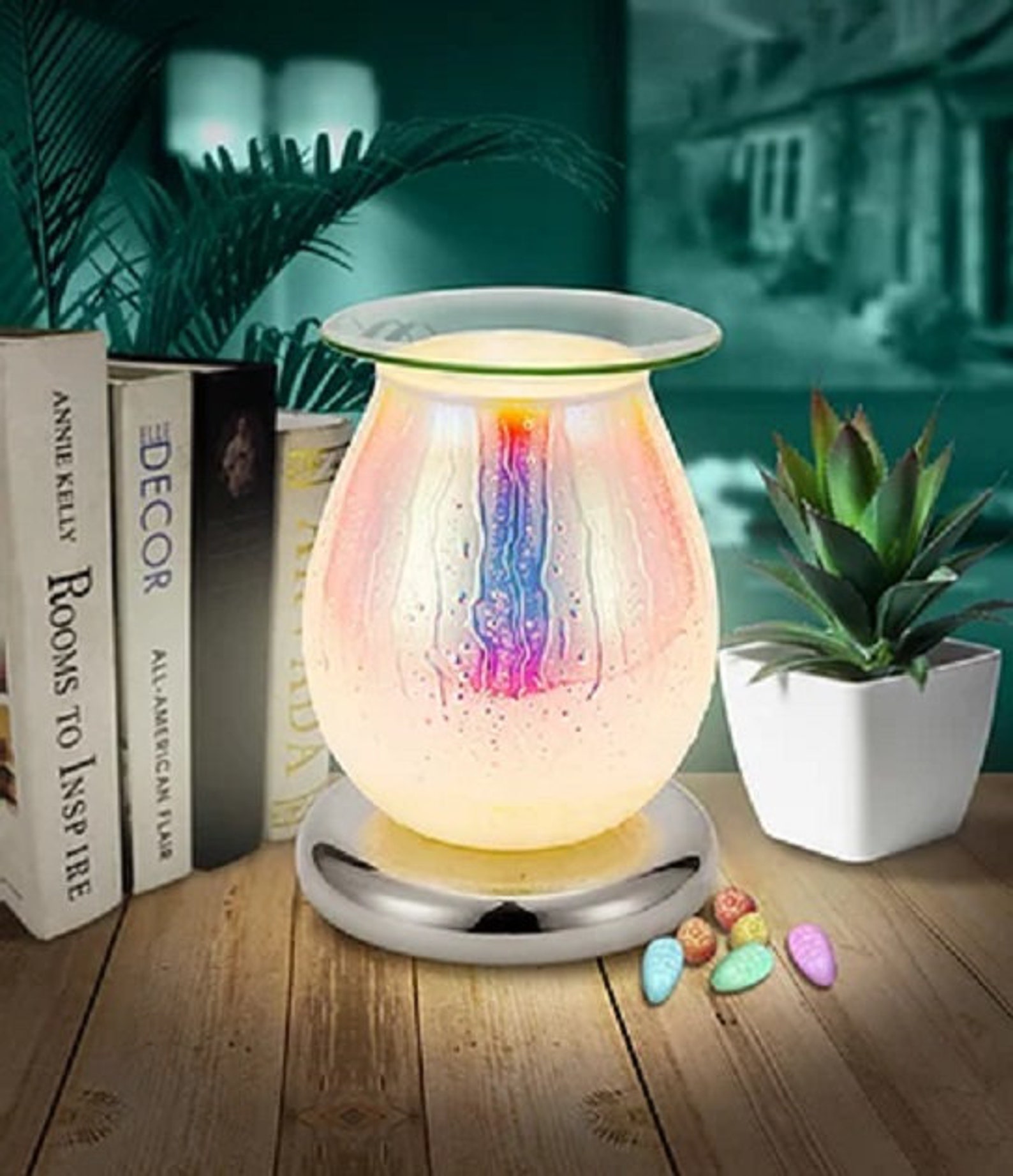 Electric Plug in Aroma Touch Lamp Wax Melt Warmer Oil Burner White Dew ...