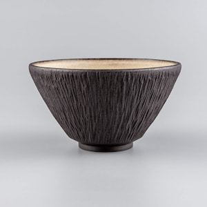Unique Handmade Stoneware Bowl, Carved Rustic Handcrafted Ceramic ...