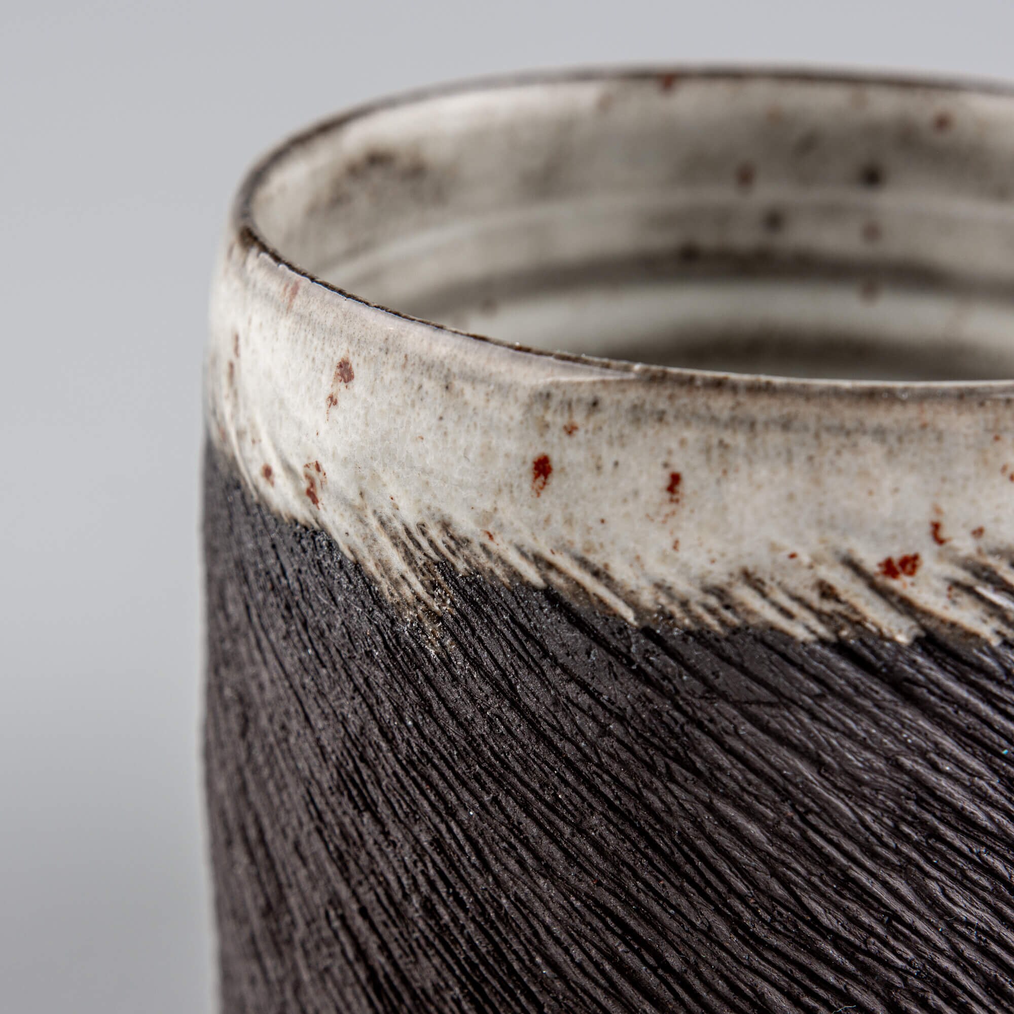 Handmade Tea Cup Black Clay Pottery, Handcrafted Carved Large Coffee ...