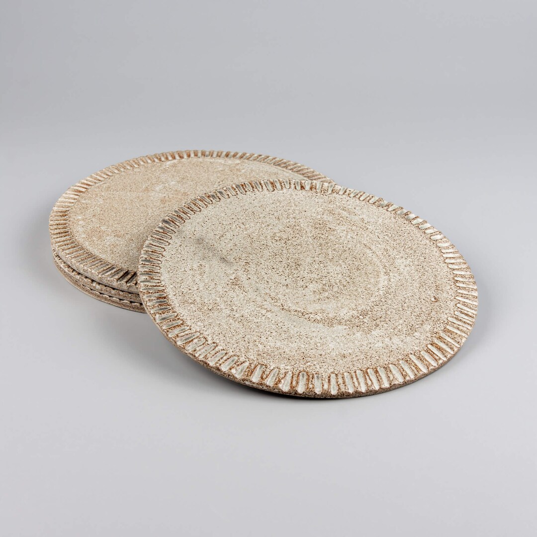 Handmade Fine Dining Flat Plate Set of Four, Unique Handcrafted 4 ...