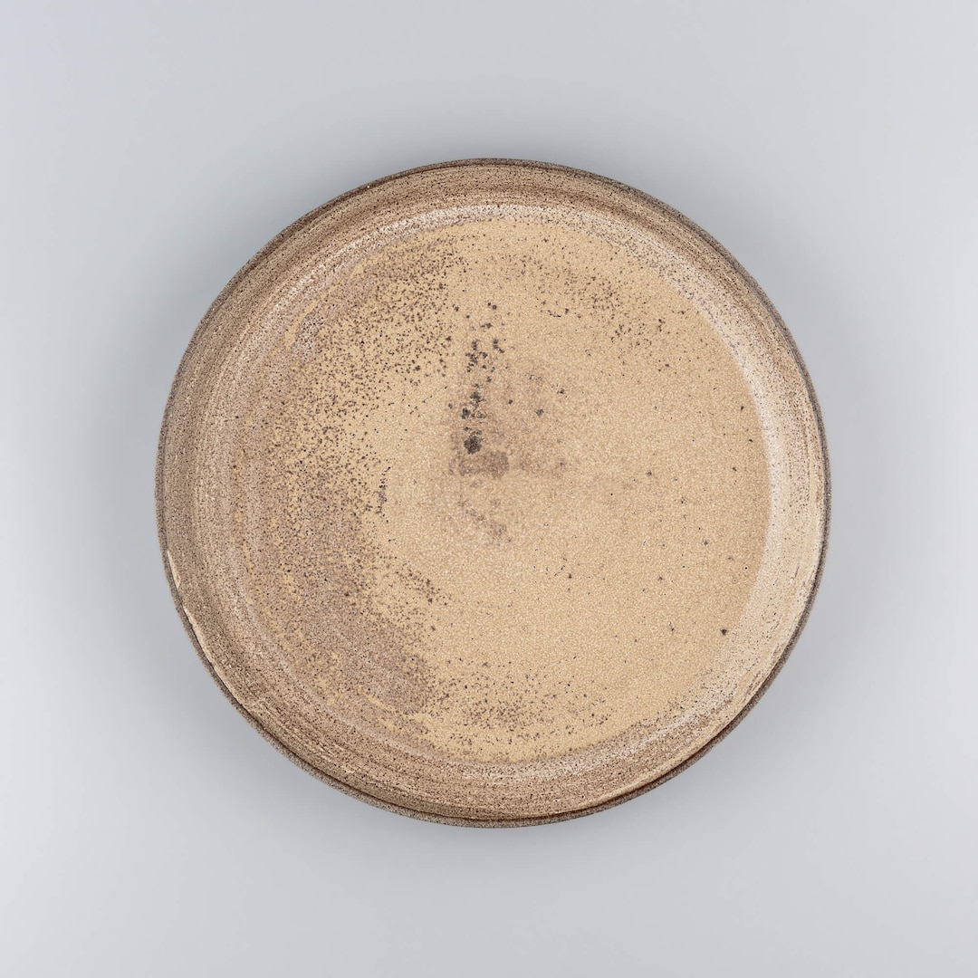 Handcrafted Stoneware Dinner Plate Beige, Unique Handmade Pottery Large ...