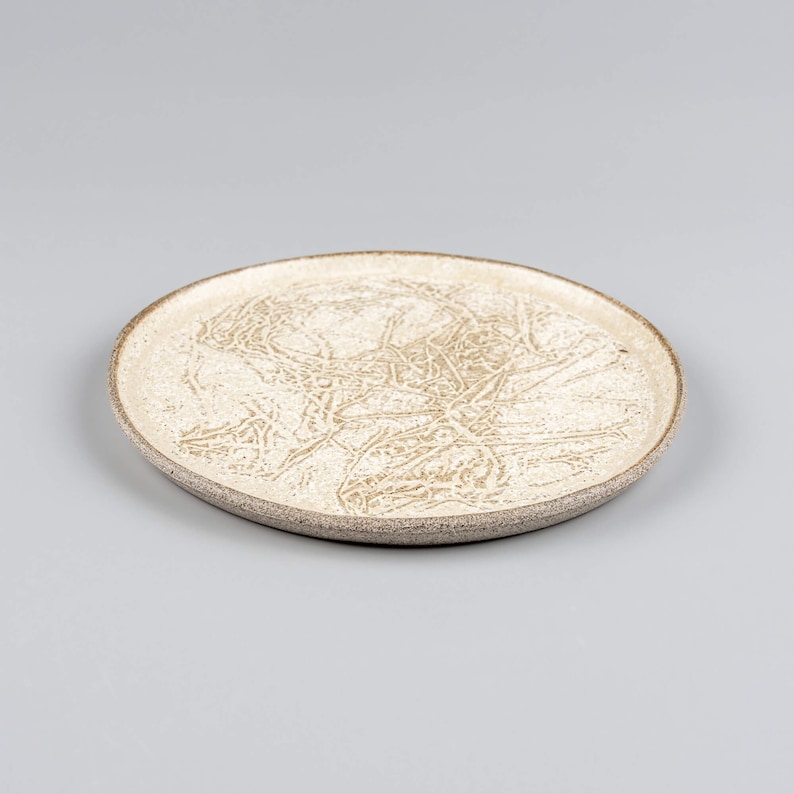 Unique Handmade Stoneware Dessert Plate Beige, Rustic Handcrafted Small ...