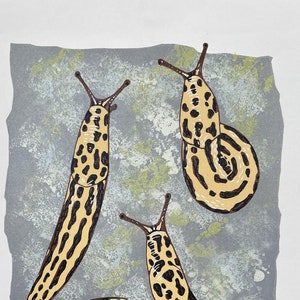 Slug Linocut Print / Leopard Slug/ Creepy Crawlies / Wildlife Art Print ...