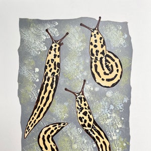 Slug Linocut Print / Leopard Slug/ Creepy Crawlies / Wildlife Art Print ...