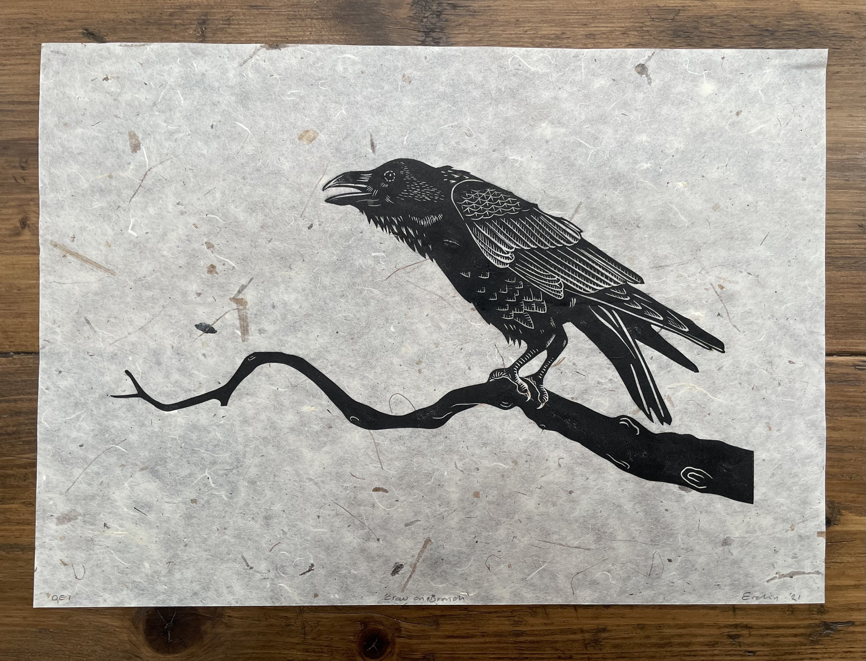 Crow Lino Cut Print / Raven / Animal Art / Linoprint - Etsy