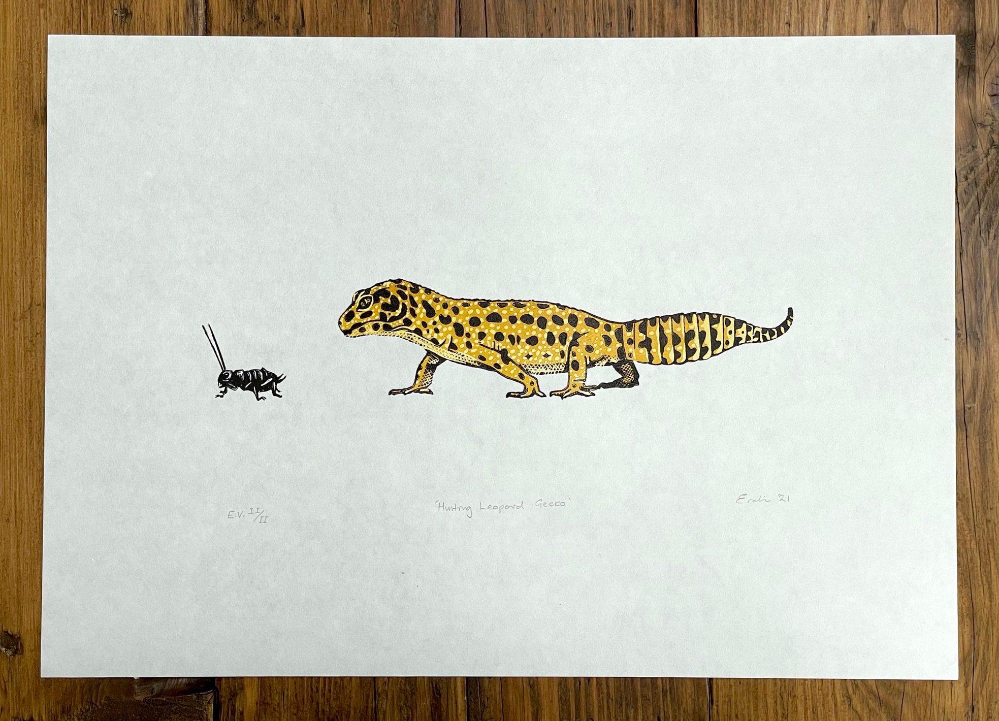 Leopard Gecko Lino Cut Print / Lizard Art / Animal Art / - Etsy UK
