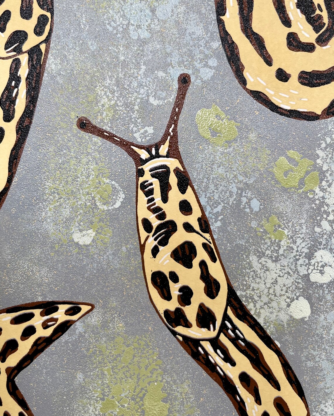 Slug Linocut print / Leopard Slug/ creepy crawlies / wildlife | Etsy