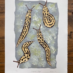 Slug Linocut Print / Leopard Slug/ Creepy Crawlies / Wildlife Art Print ...