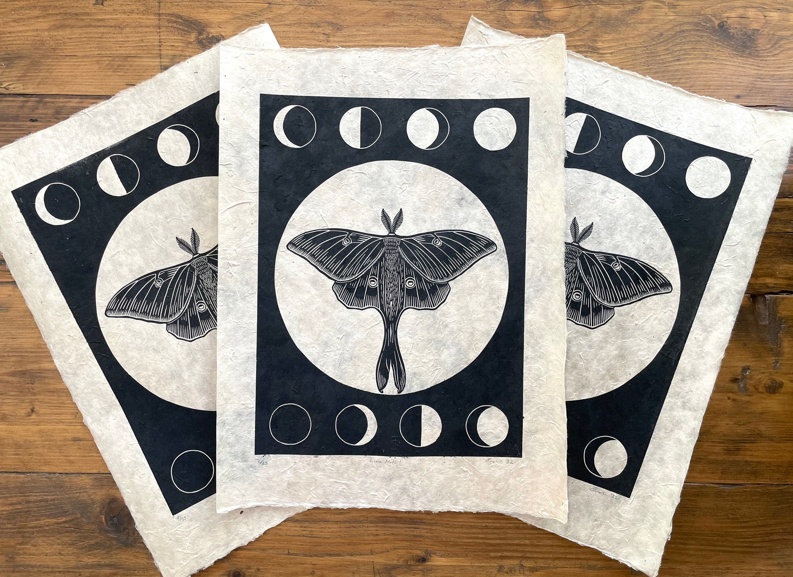 Luna Moth Linocut Print - Etsy