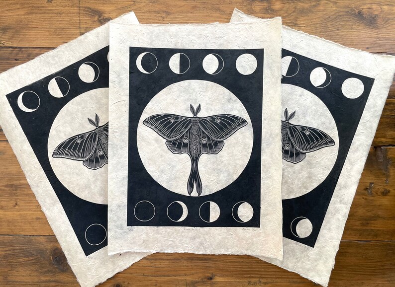 Luna Moth Linocut Print - Etsy