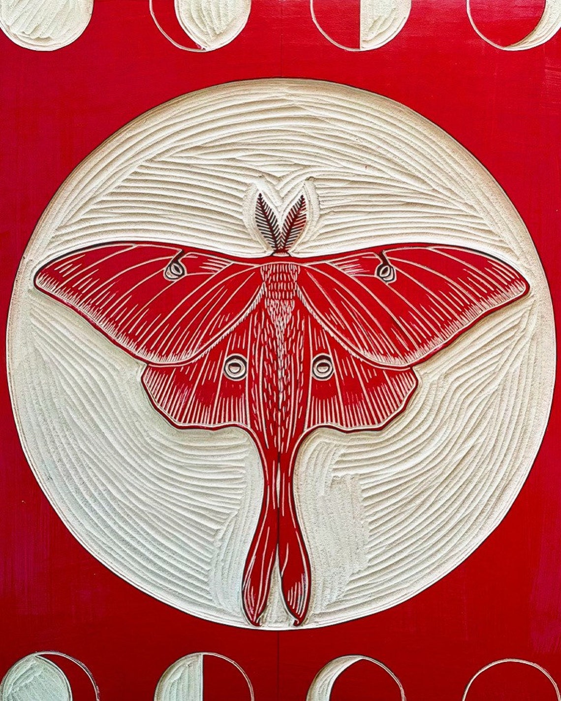 Luna Moth Linocut Print - Etsy