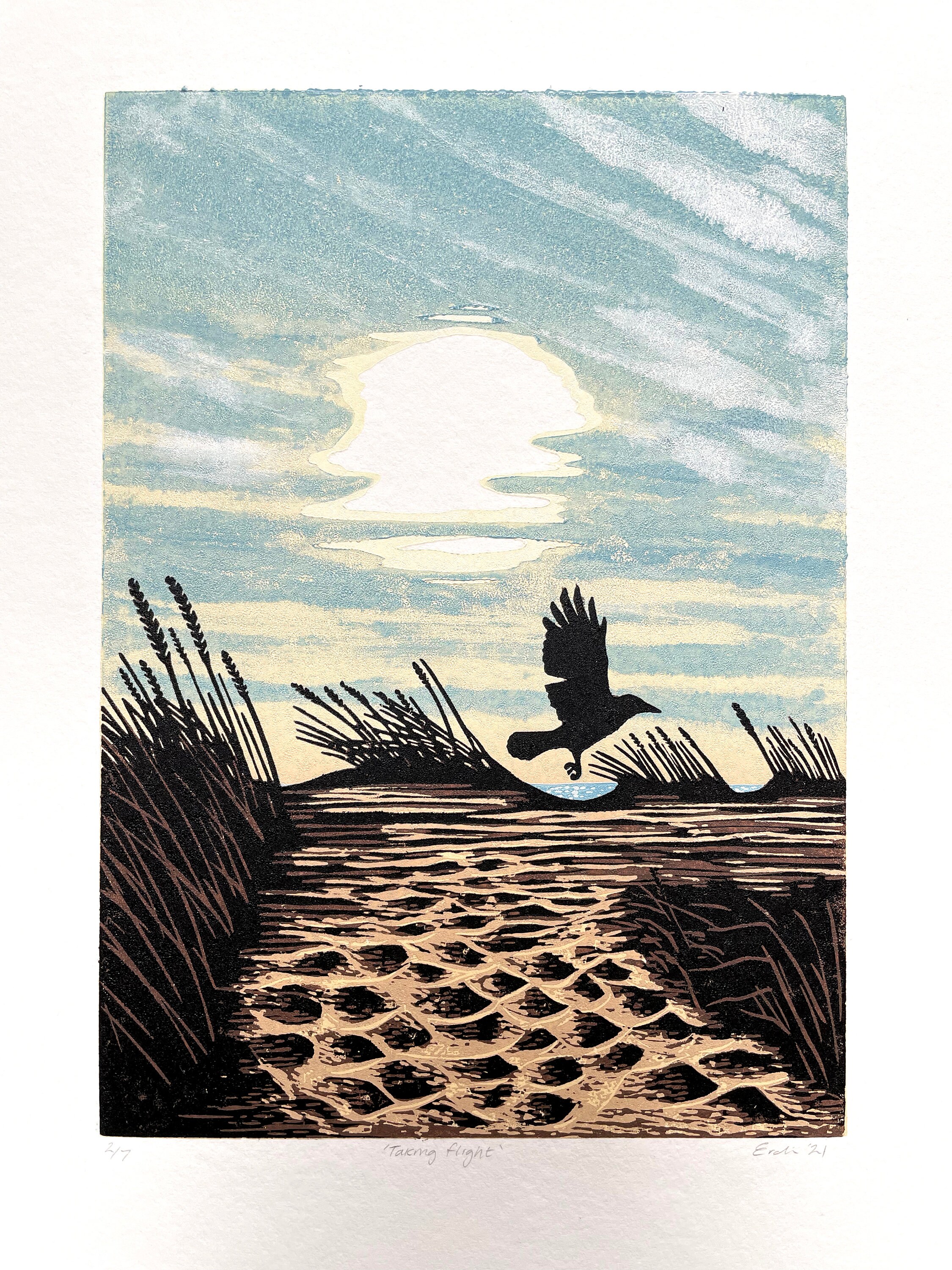 Sunset Linocut Print - Etsy