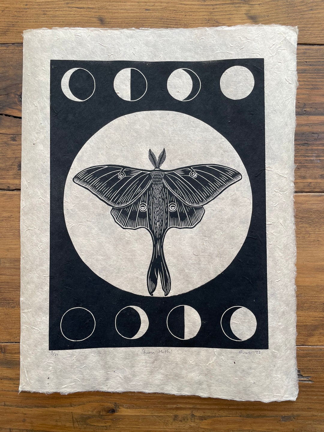 Luna Moth Linocut Print - Etsy