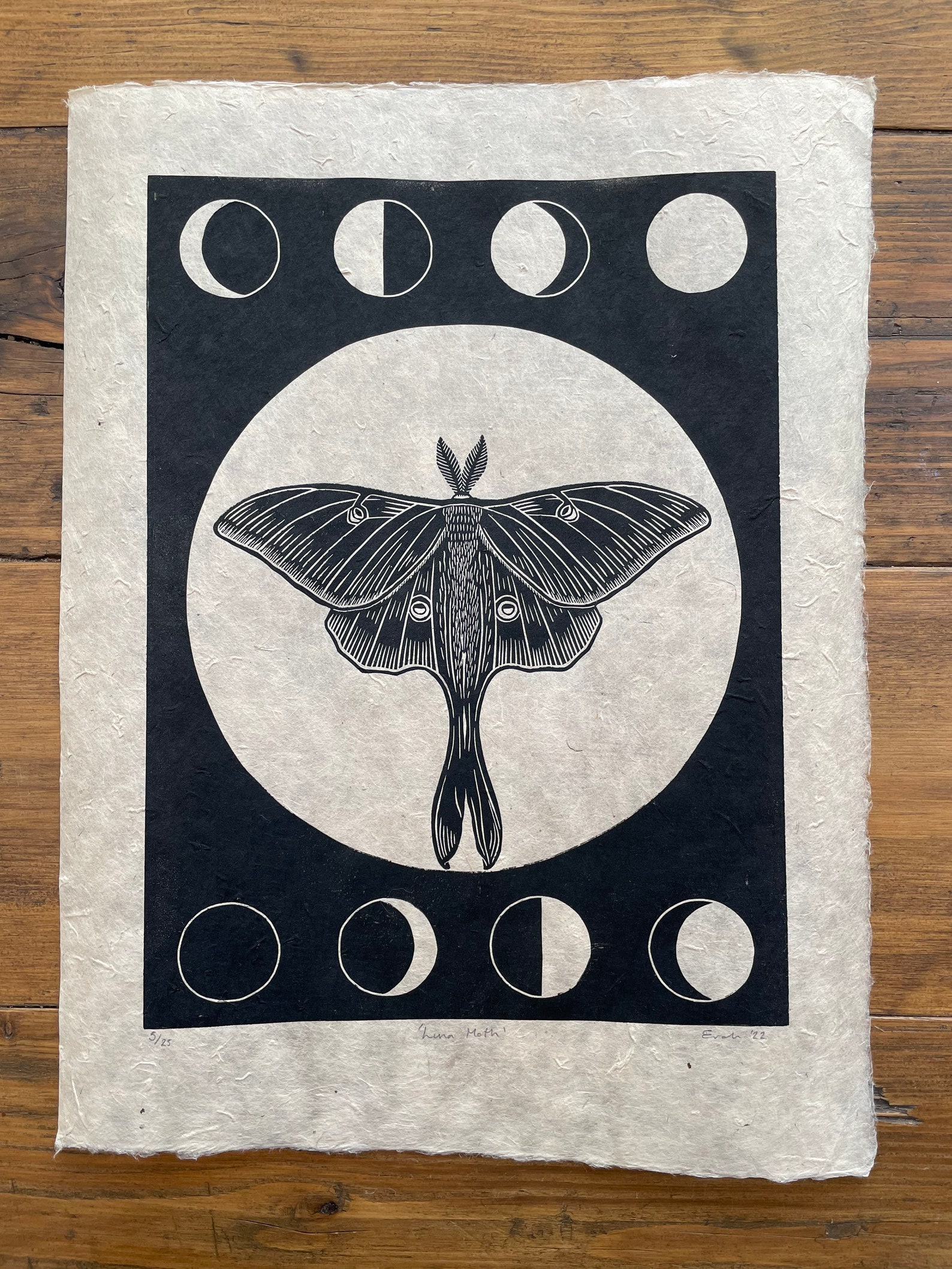 Luna Moth Linocut Print - Etsy