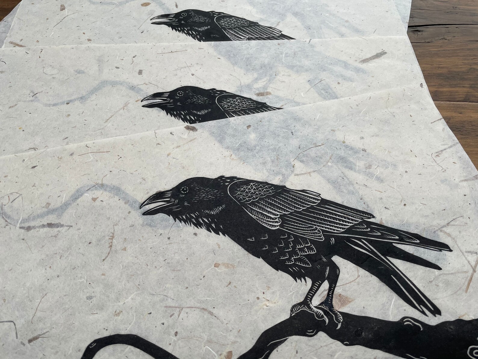 Crow Lino Cut Print / Raven / Animal Art / Linoprint - Etsy