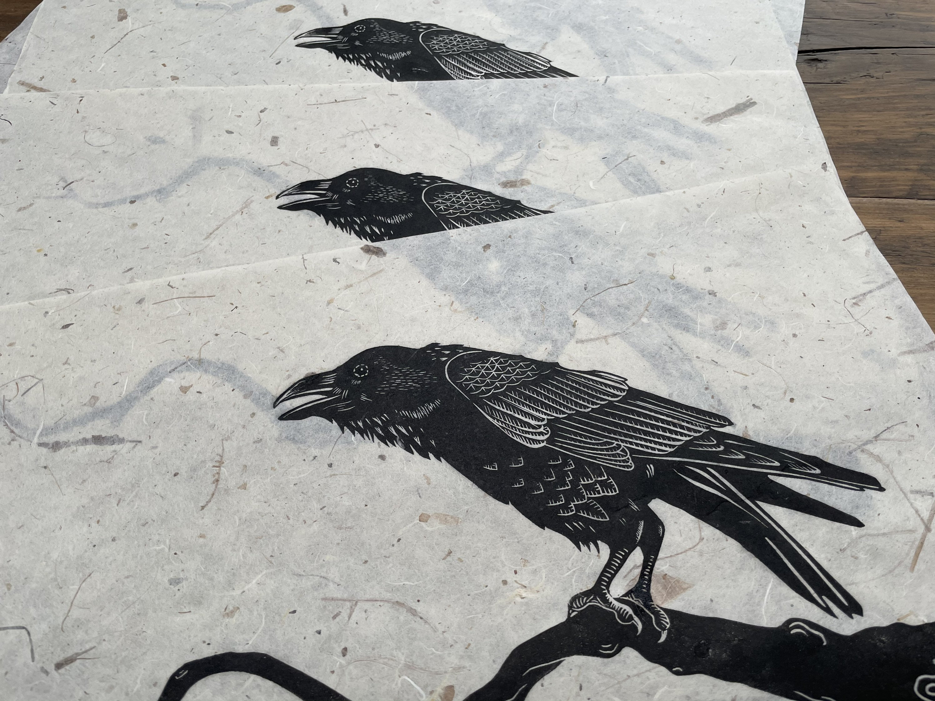 Crow Lino Cut Print / Raven / Animal Art / Linoprint - Etsy