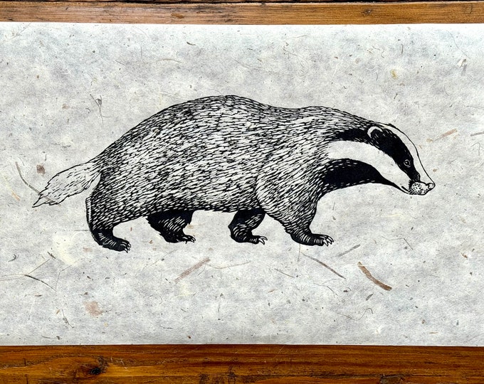 Badger Lino Print - Etsy Canada