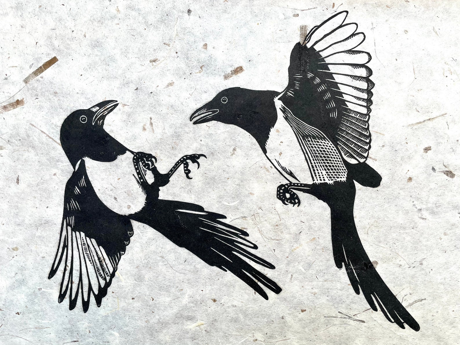 Magpie Art Print / Lino Cut / Corvids / Bird Art / Linoprint - Etsy