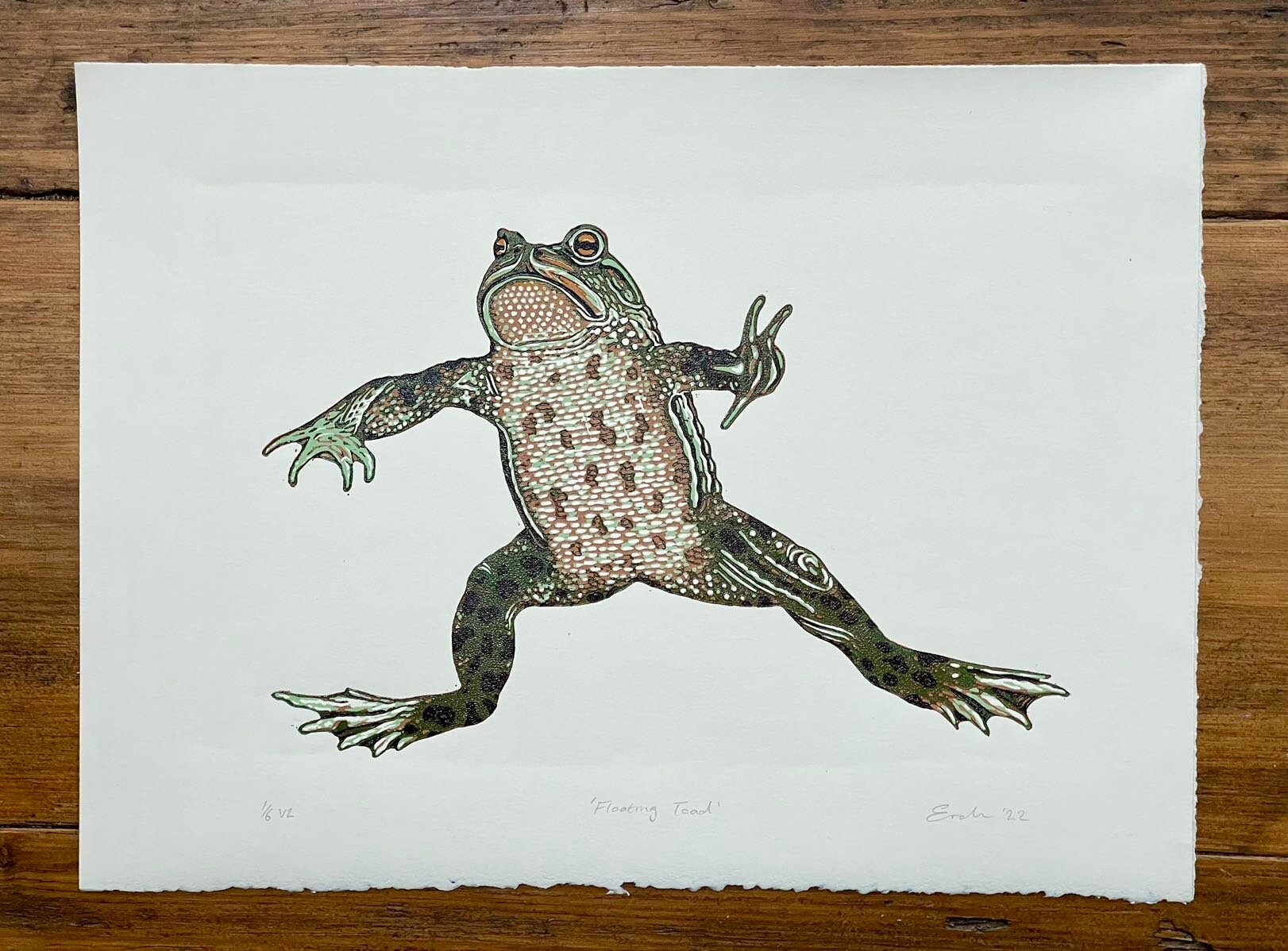 Toad Linocut Reduction Print - Etsy