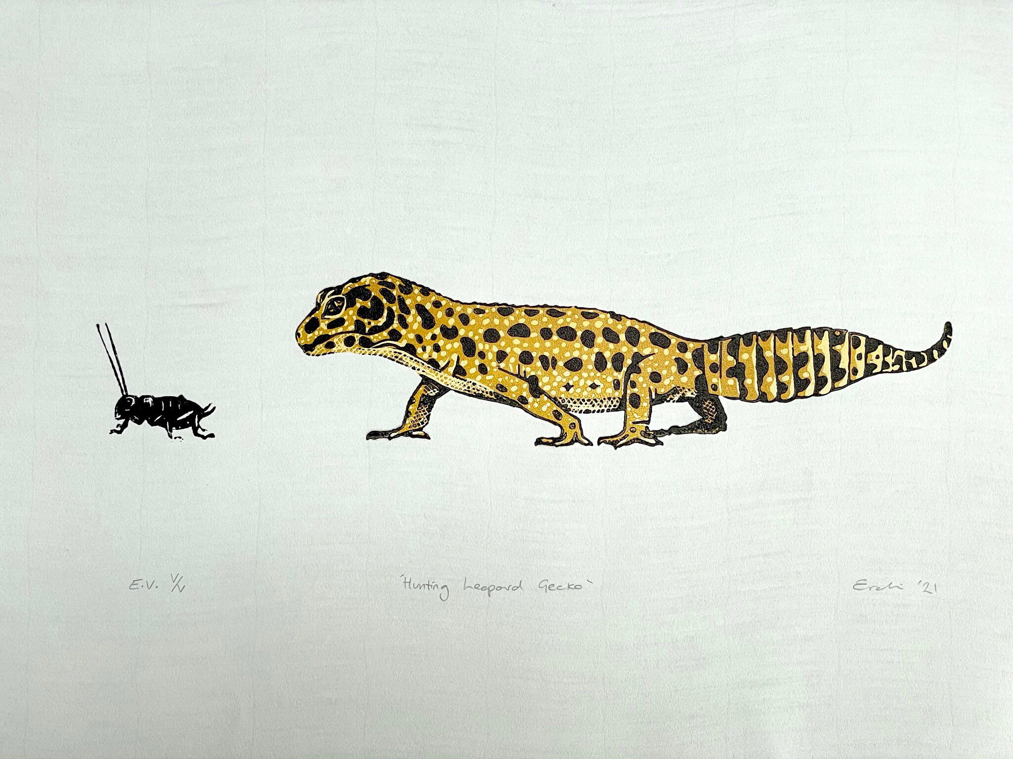 Leopard Gecko Lino Cut Print / Lizard Art / Animal Art / - Etsy UK