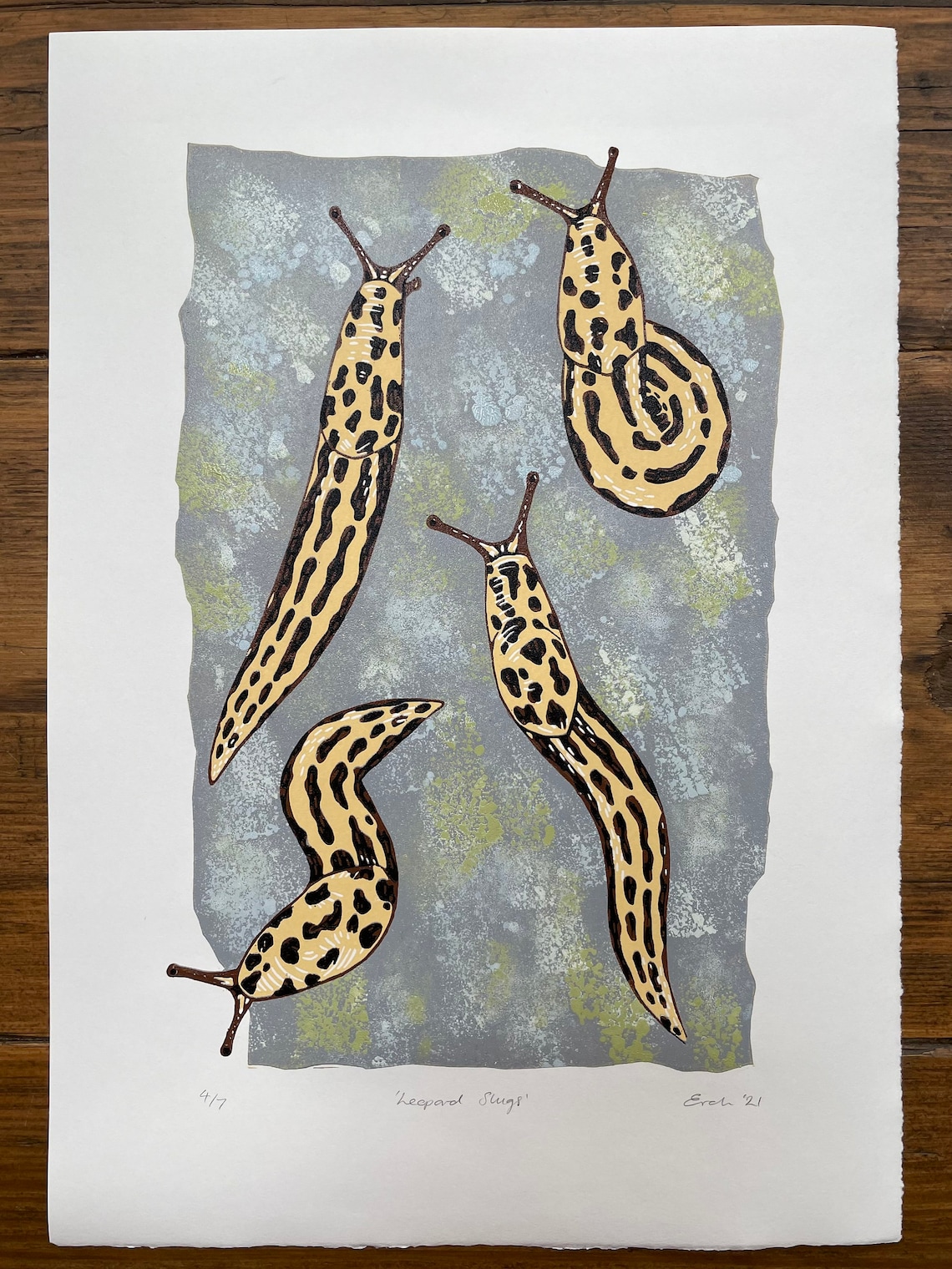 Slug Linocut Print / Leopard Slug/ Creepy Crawlies / Wildlife Art Print ...