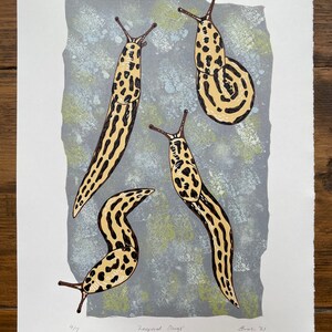 Slug Linocut Print / Leopard Slug/ Creepy Crawlies / Wildlife Art Print ...