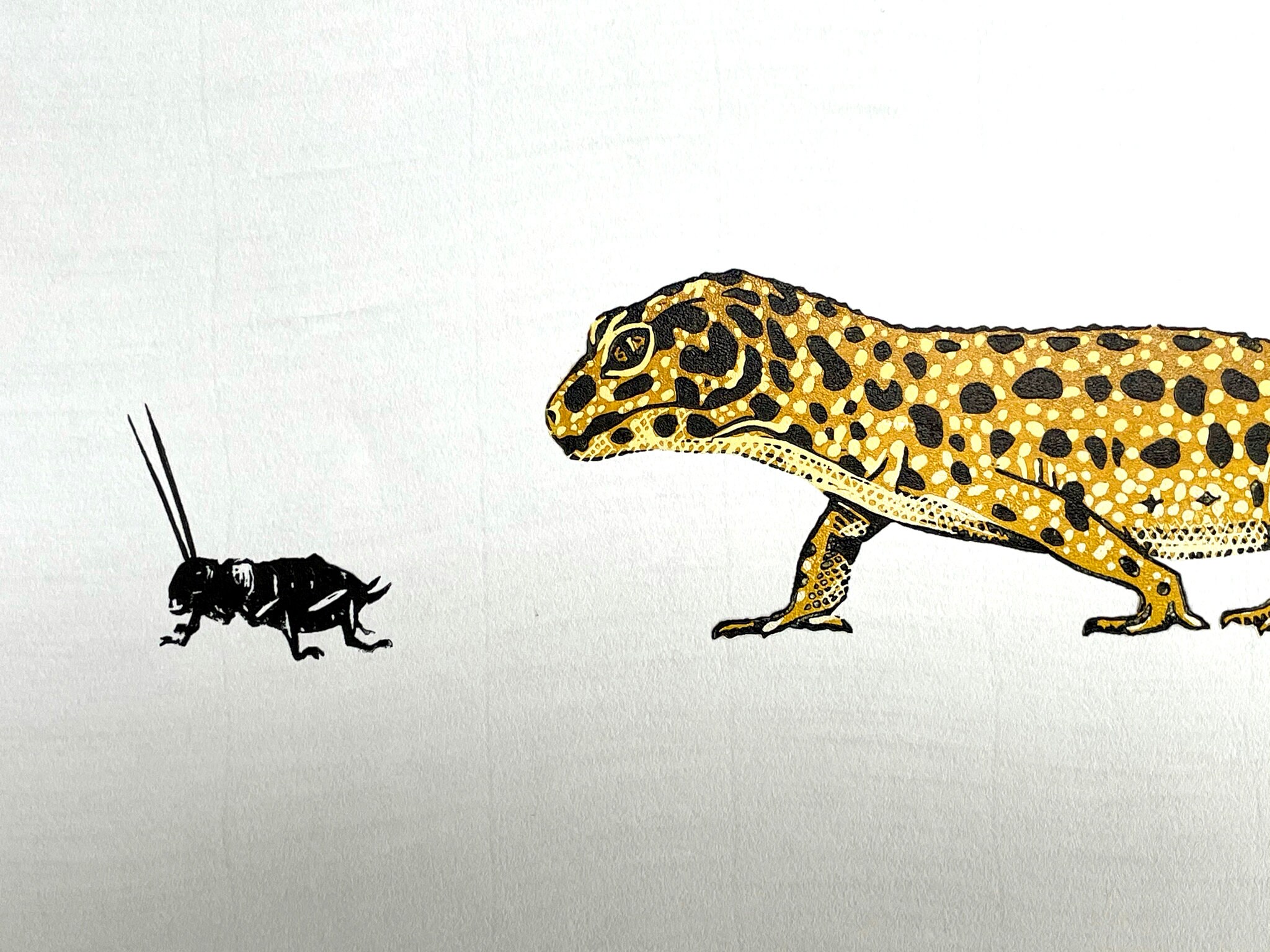 Leopard Gecko Lino Cut Print / Lizard Art / Animal Art / - Etsy UK