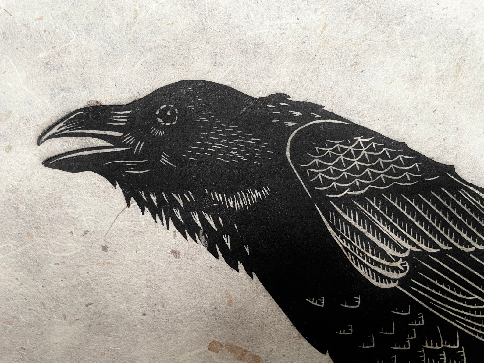 Crow Lino Cut Print / Raven / Animal Art / Linoprint - Etsy