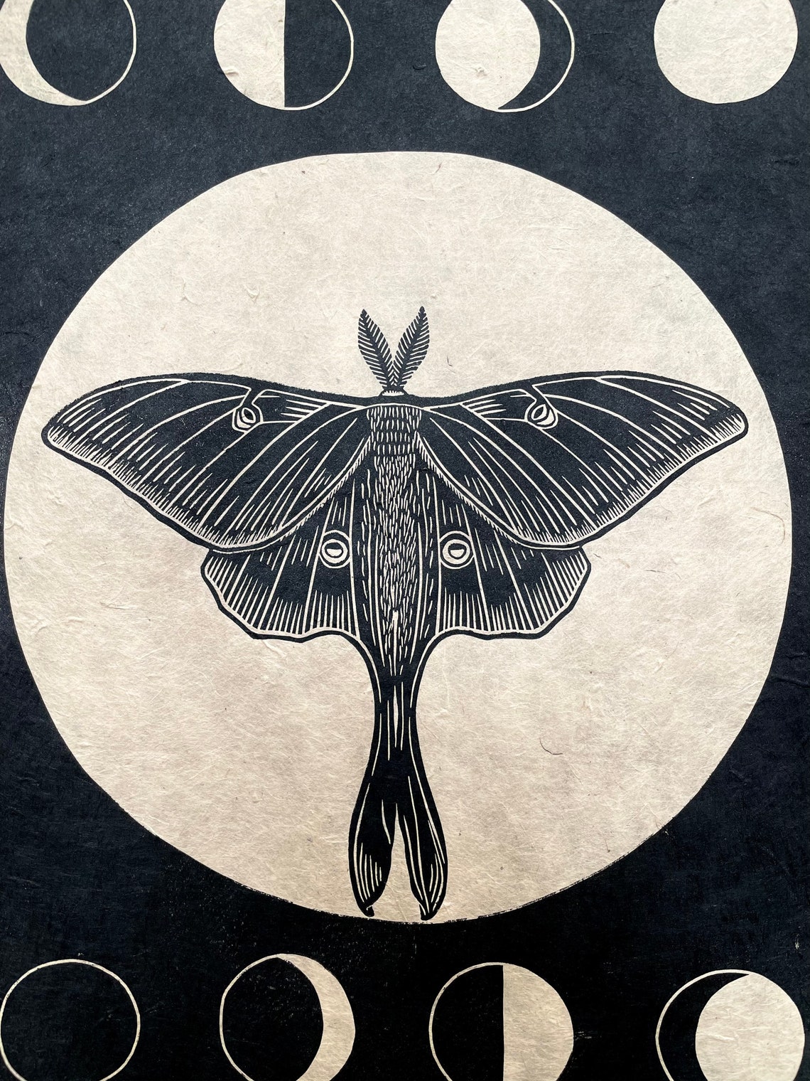 Luna Moth Linocut Print - Etsy