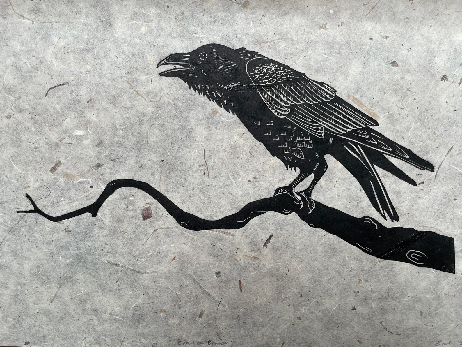 Crow Lino Cut Print / Raven / Animal Art / Linoprint - Etsy