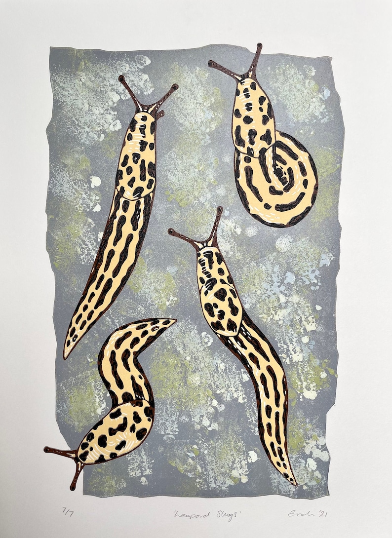 Slug Linocut Print / Leopard Slug/ Creepy Crawlies / Wildlife - Etsy