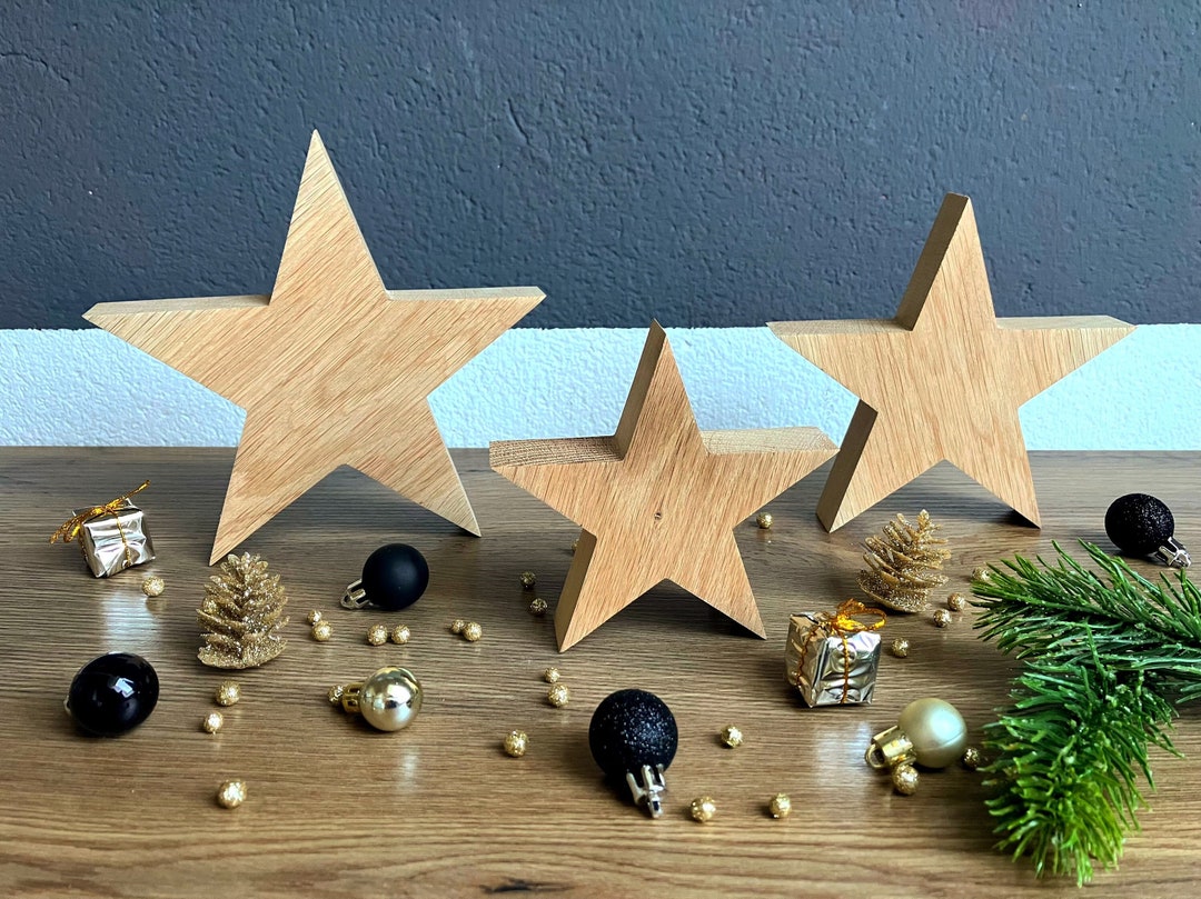 Holzsterne aus Eiche 3er Set oder Einzeln | Weihnachtsdeko / Holz-Stern / Deko-Stern / Holzstern ...