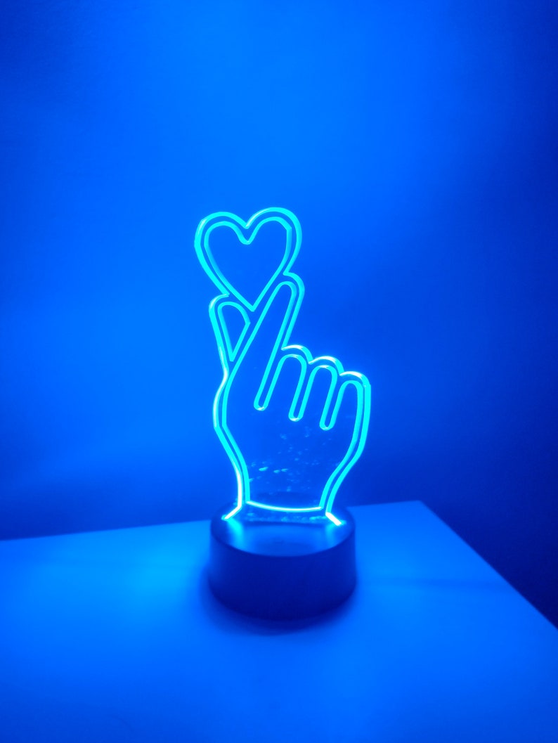 BTS Korean Finger Heart KPOP LED Night Light Lamp Stickers,family Gift ...