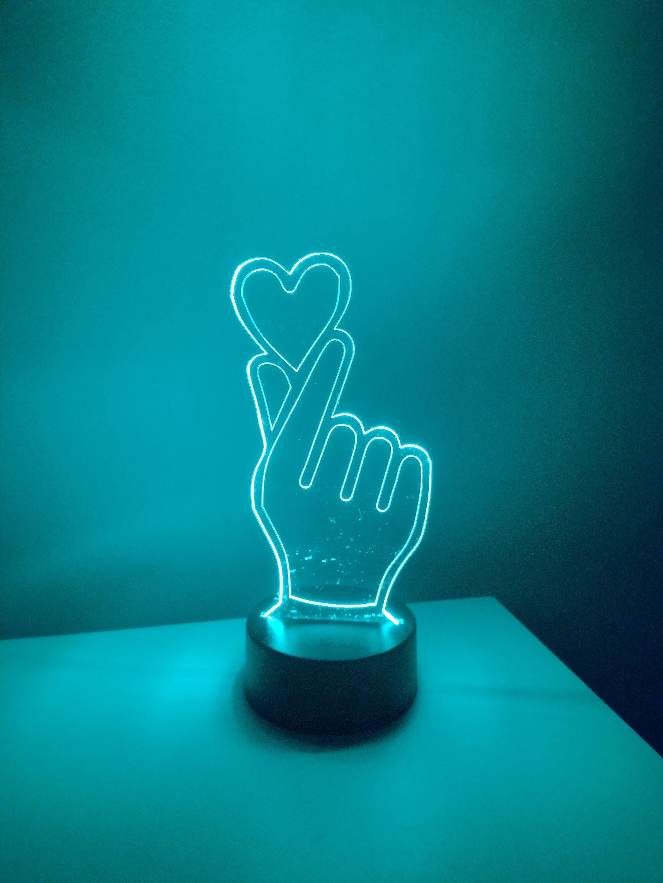BTS Korean Finger Heart KPOP LED Night Light Lamp Stickers,family Gift ...