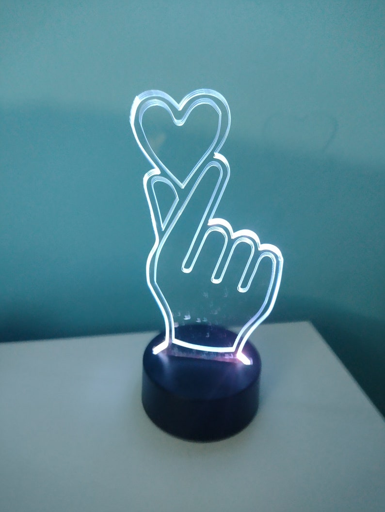 BTS Korean Finger Heart KPOP LED Night Light Lamp - Etsy