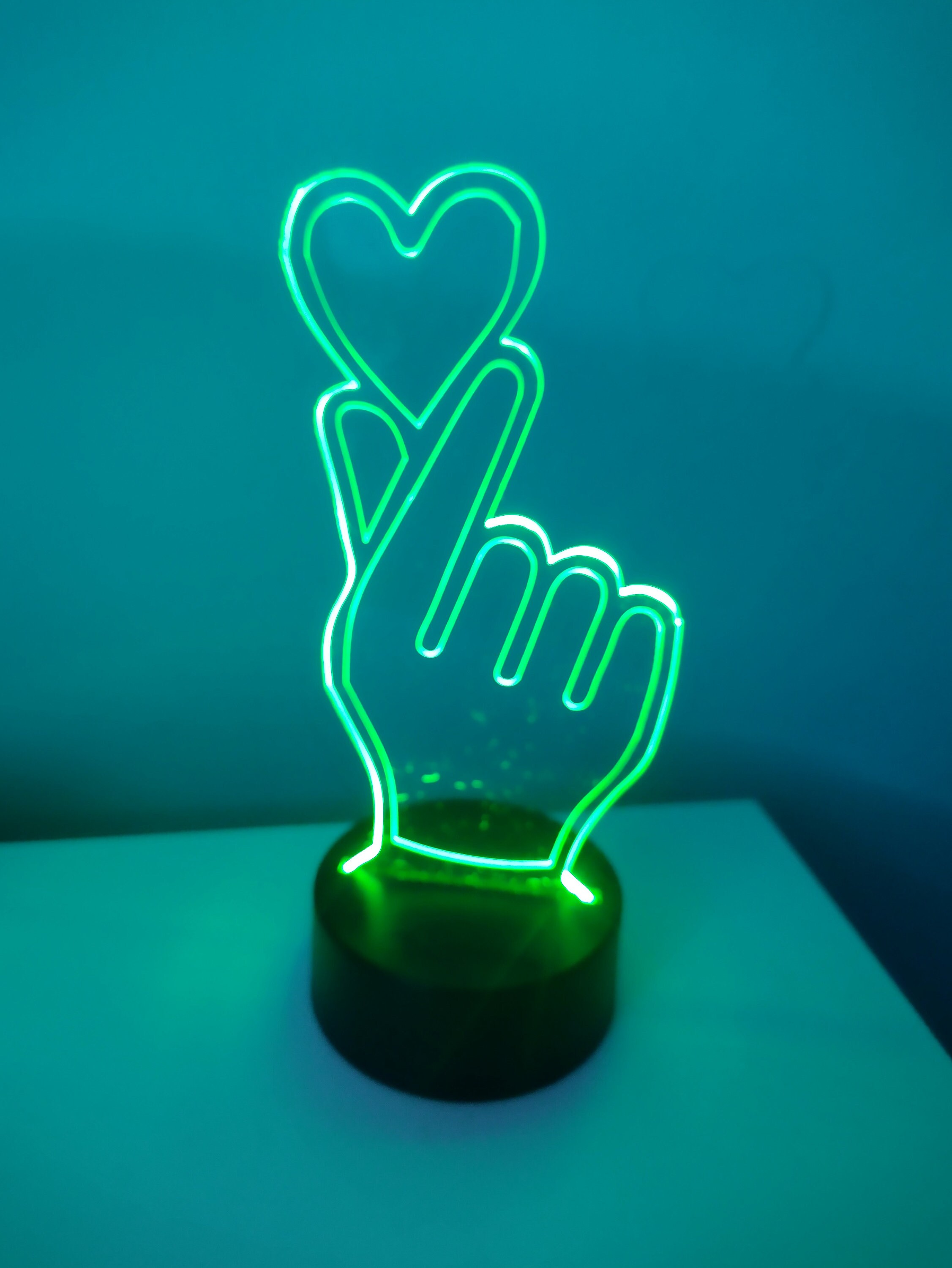 BTS Korean Finger Heart KPOP LED Night Light Lamp Stickers,family Gift ...