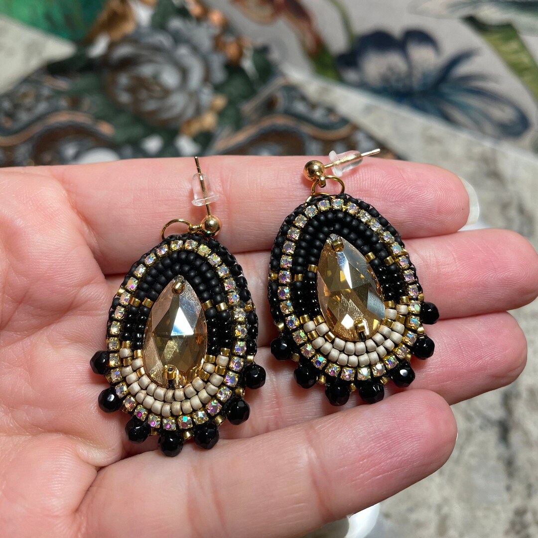 Native beaded earrings with gems store