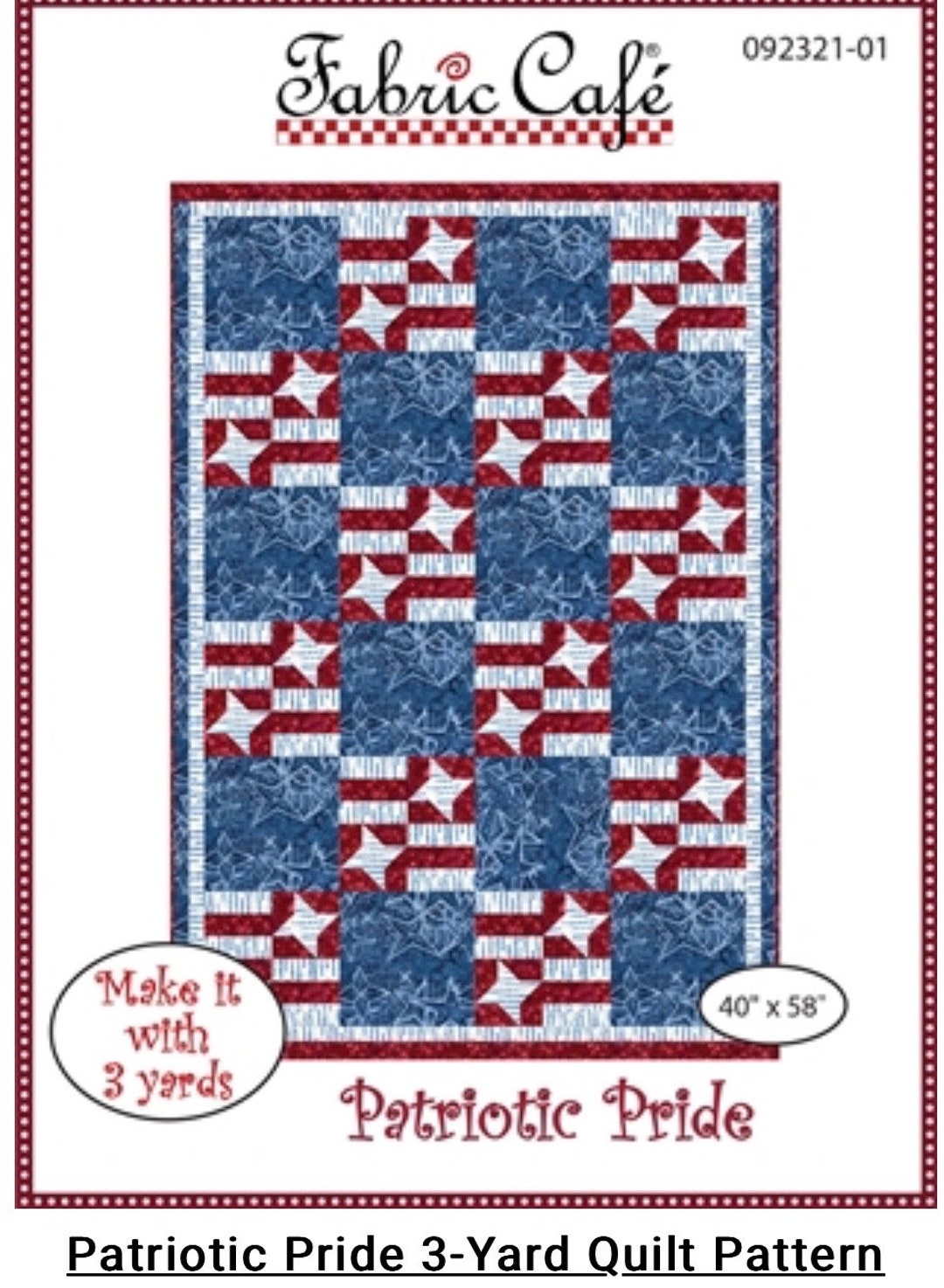 Patriotic Pride, Fabric Cafe Single 3 Yard Quilt Pattern - Etsy