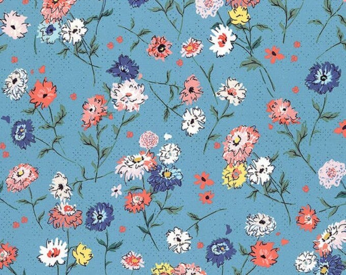 Lady Bird, Coastal Full Bloom, Colorful Floral Fabric by the HALF Yard ...