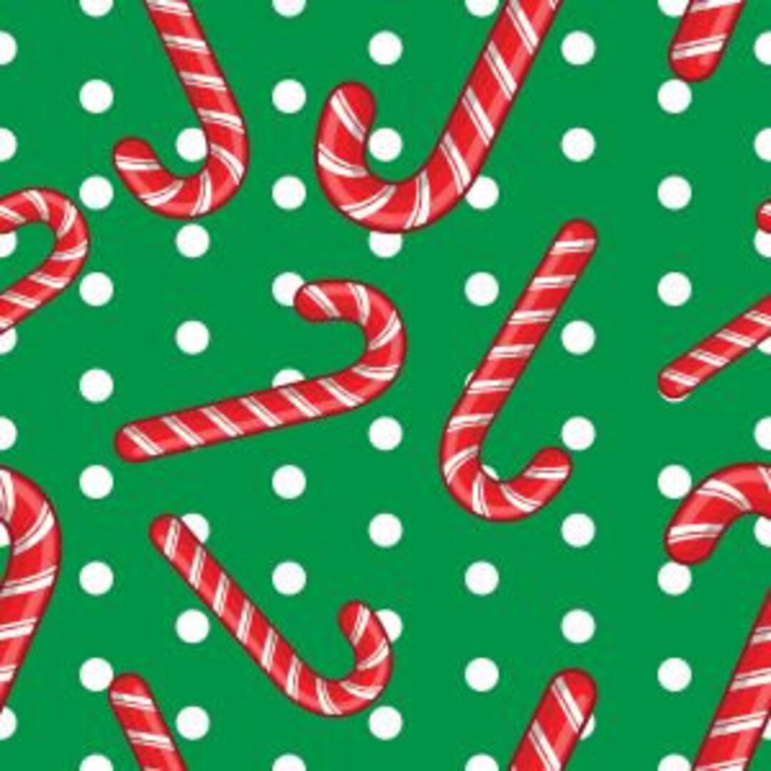 Candy Canes on Bright Green Polka Dot Background marshall Dry - Etsy