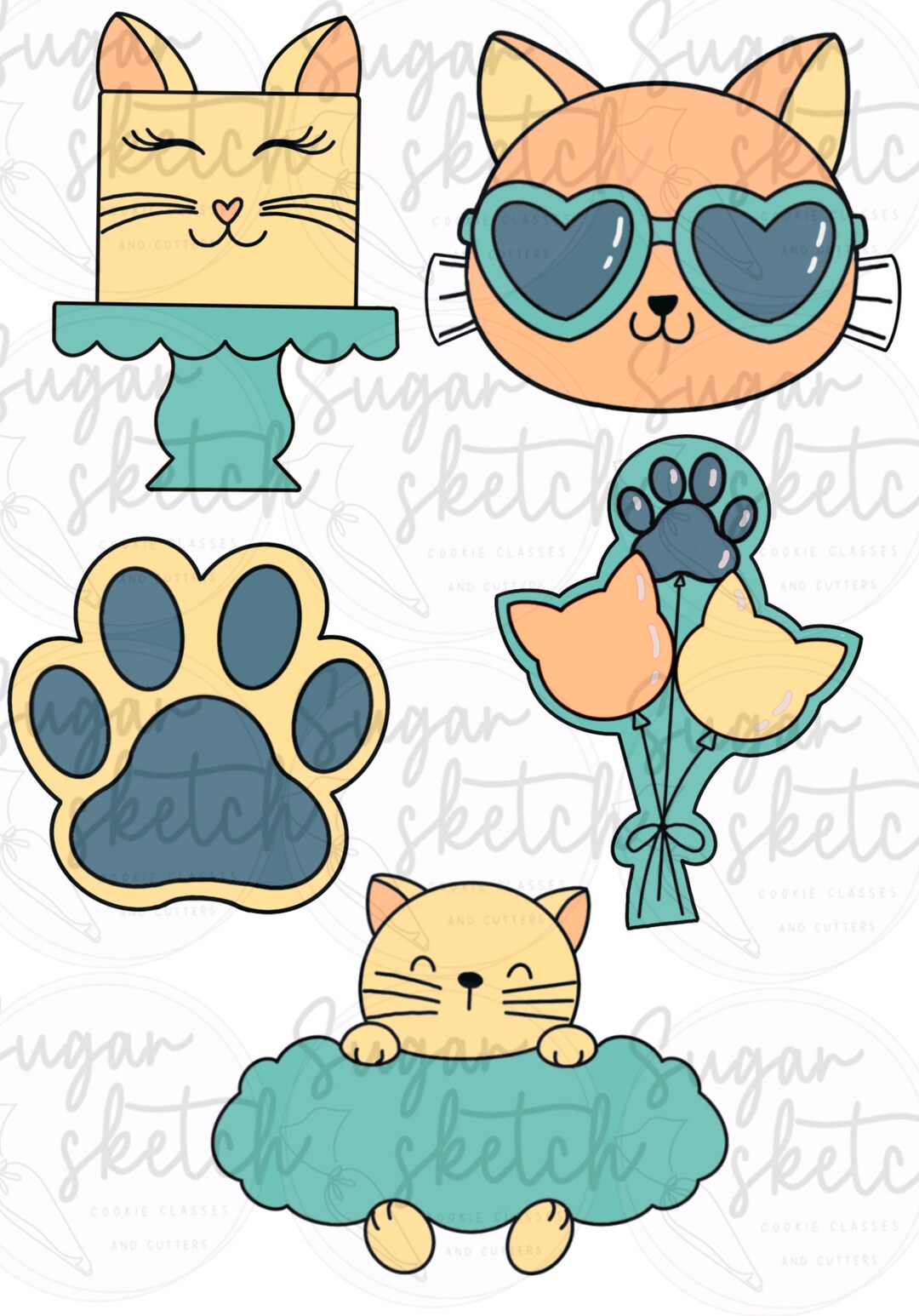 Cat Party Collection- Choose Your Cutter - Etsy