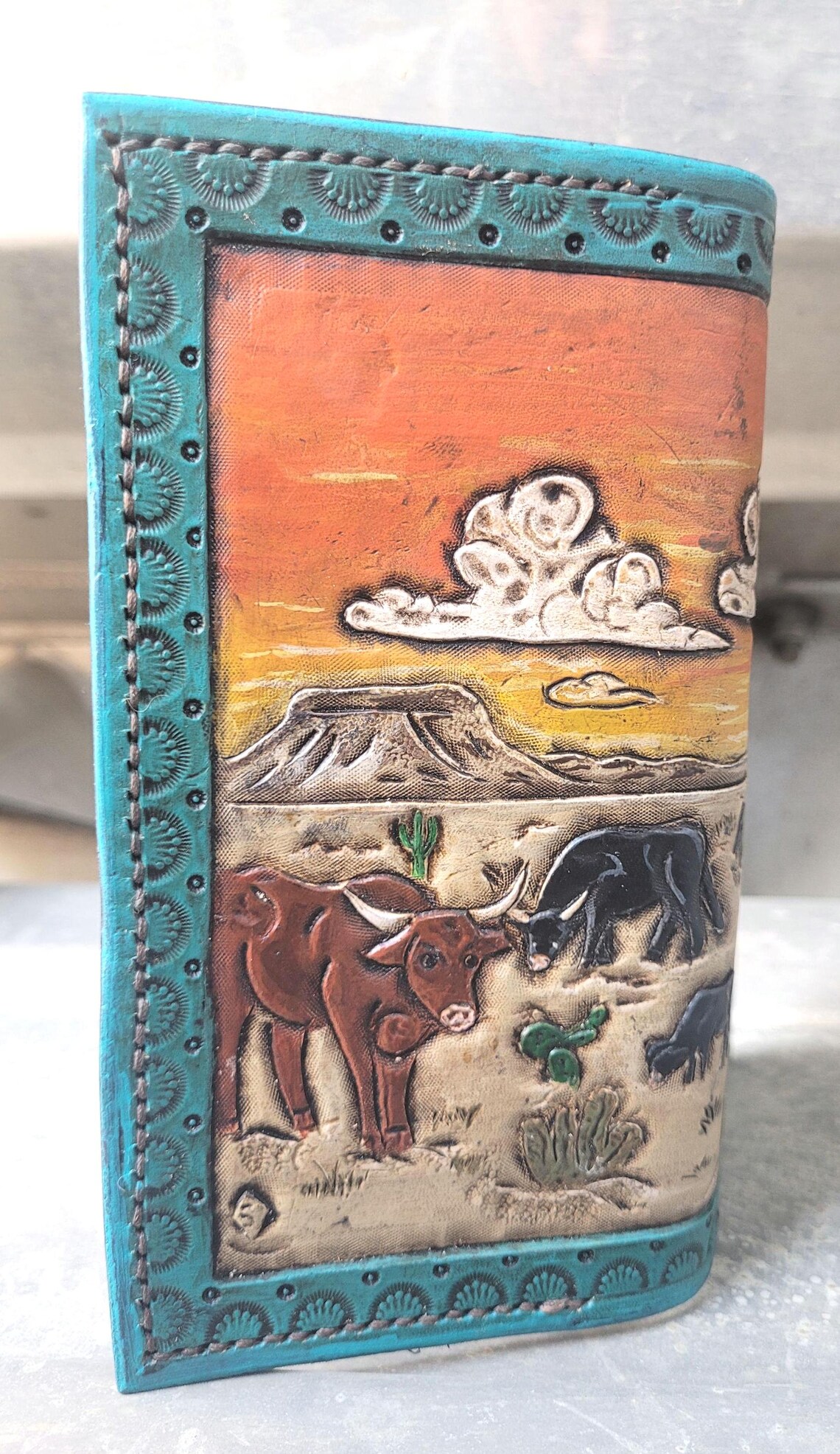 Custom Tooled and Painted Western Style Wallet - Etsy