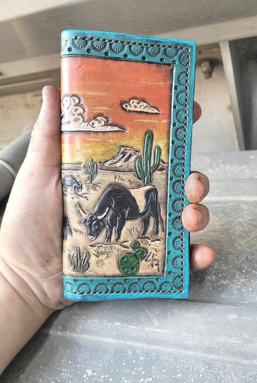 Custom Tooled and Painted Western Style Wallet - Etsy