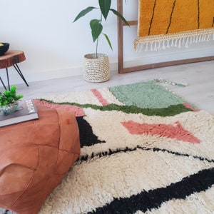 Moroccan Rug, Custom Green Beni Ourain Rug, Berber Carpet, Genuine Wool ...