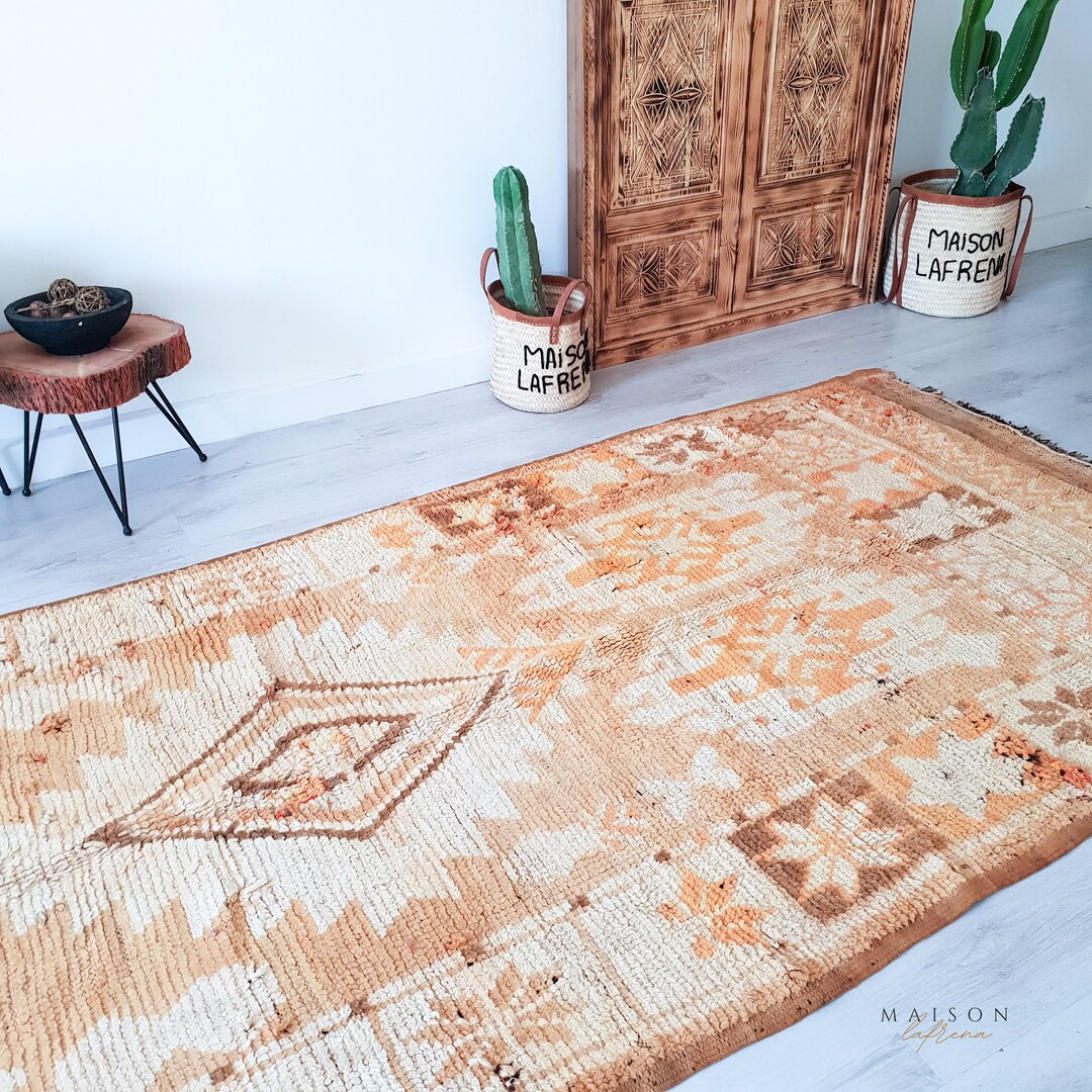 Vintage Yellow Moroccan Rug Fabulous Boujaad Rug 4x11 FT - Etsy