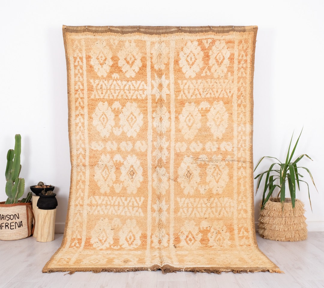 Vintage Yellow Moroccan Rug, Authentic Boujaad Rug, 5.5 FT X 8.5 FT - Etsy