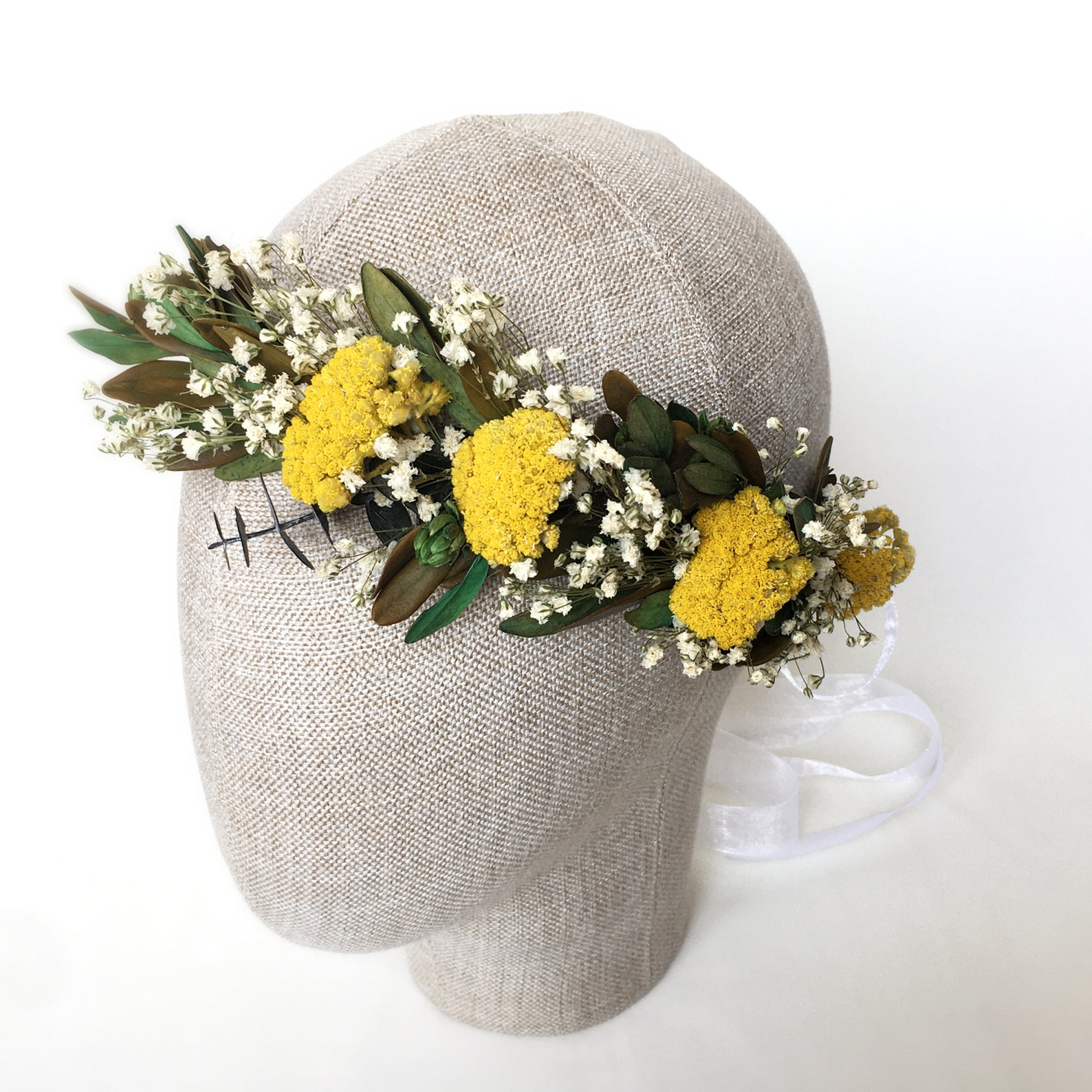 Yellow Dried Flower Crown Wildflower Crown Yellow Flower - Etsy