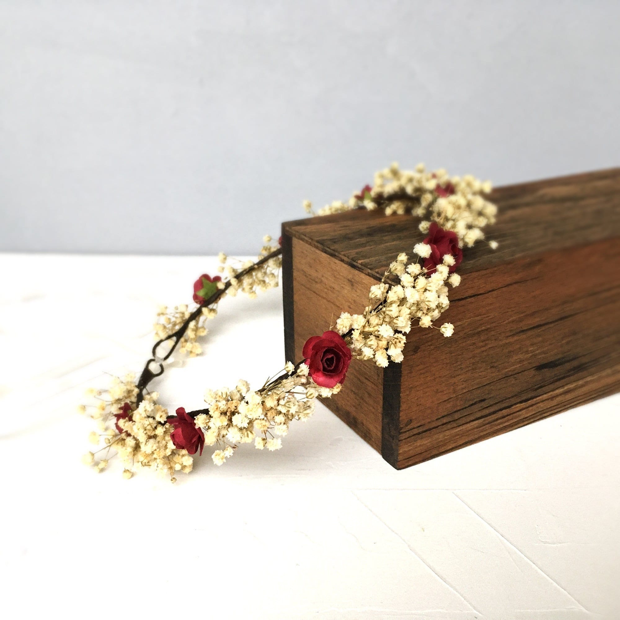 Baby's Breath Flower Crown Burgundy Flower Crown - Etsy